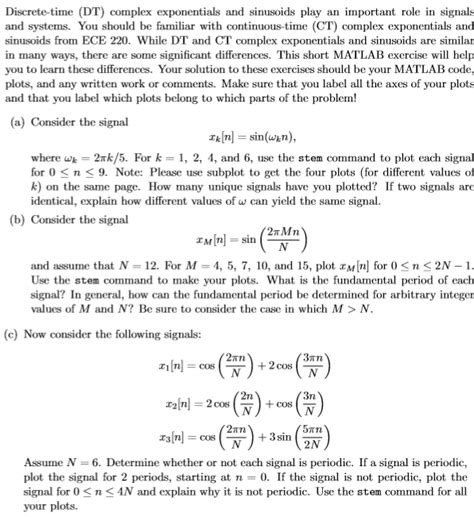 Solved Discrete Time Dt Complex Exponentials And Sinusoids