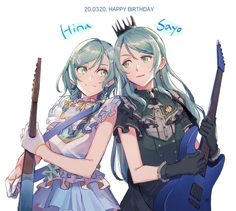 Akni Hikawa Hina Hikawa Sayo Bang Dream 2girls Aqua Hair Braid
