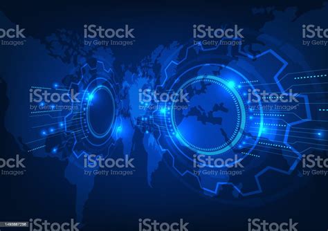 세계지도 기술 배경 전 세계 어디에서나 정보에 액세스 할 수있는 인터넷 네트워크를 통해 정보를 전달합니다 또는 국제 비즈니스 3차원 형태에 대한 스톡 벡터 아트 및 기타