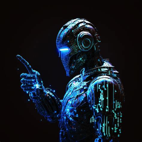 Premium Ai Image Cyber Digital World Android Robot Pointing Finger Generative Ai