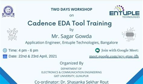 Two Days Workshop On Cadence Eda Tool Training Giet University