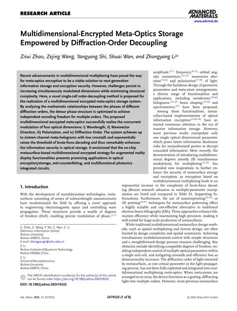 Multidimensional‐encrypted Meta‐optics Storage Empowered By Diffraction‐order Decoupling