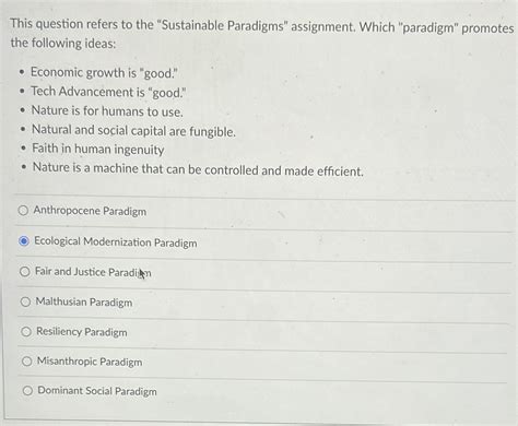 solved this question refers to the sustainable paradigms