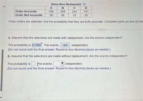Drive Thru Restaurant A B C D Order Accurate StudyX