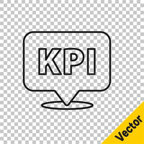 Black Line KPI Key Performance Indicator Icon Isolated On Transparent