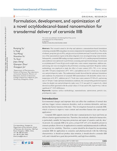 Pdf Formulation Development And Optimization Of A Novel Octyldodecanol Based Nanoemulsion