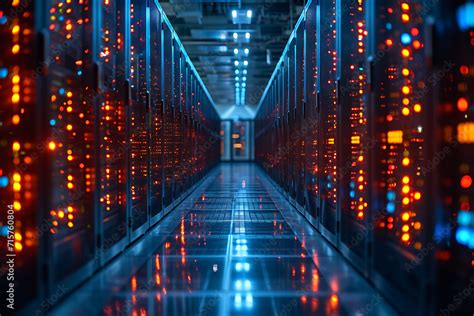 Many Powerful Servers Running In The Data Center Server Room Disk