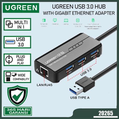Promo Ugreen Gigabit Usb Type C 3 1 To Lan Rj45 Ethernet Network 1000 Mbps Diskon 13 Di Seller