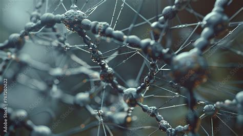 Abstract Digital Visualization Of A Neural Network Nodes And Synapses