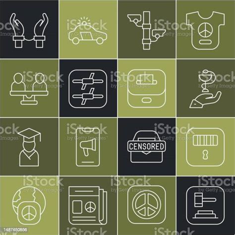 세트 라인 판사 의사봉 감옥 문 Caduceus 뱀 의료 보안 카메라 철조망 남녀 평등 범죄자의 수갑 손 및 투표 상자 아이콘 벡터 0명에 대한 스톡 벡터 아트 및 기타