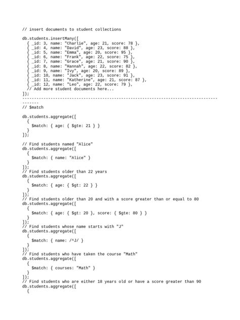 Aggregation In Mongodb Examples For Lab Pdf Computers
