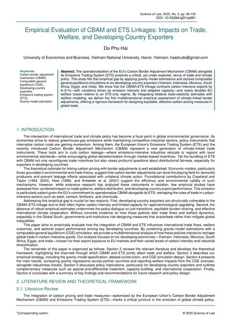 Pdf Empirical Evaluation Of Cbam And Ets Linkages Impacts On Trade
