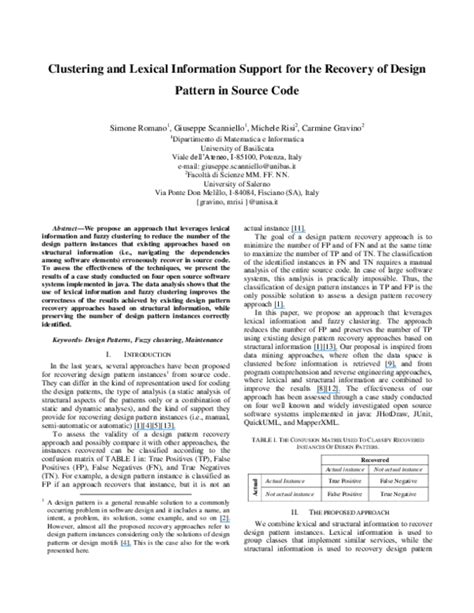 pdf clustering and lexical information support for the recovery of