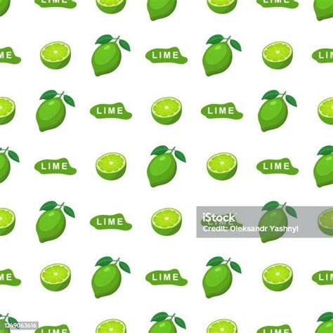 흰색 배경에 신선한 밝은 이국적인 전체와 반 라임 과일과 매끄러운 패턴 건강한 라이프 스타일을위한 여름 과일 유기농 과일 만화