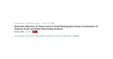 Automatic Detection Of Tuberculosis In Chest Radiographs Using A