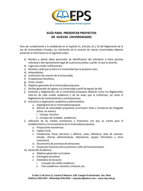 Guía Para Presentar Proyectos De Nuevas Universidades 43055 Pdf