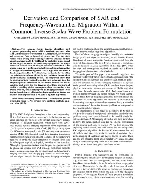 Pdf Derivation And Comparison Of Sar And Frequency Wavenumber Migration Within A Common