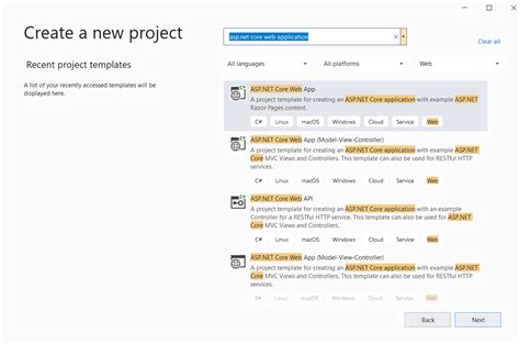 There Is No Core Web Application In Vs 2019 Microsoft Qanda