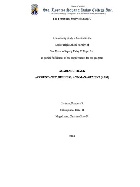 Thesis Template 2022 2023 Feasibility Title Page Chapter 2 And