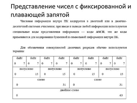 Представление чисел с фиксированной и плавающей запятой презентация онлайн