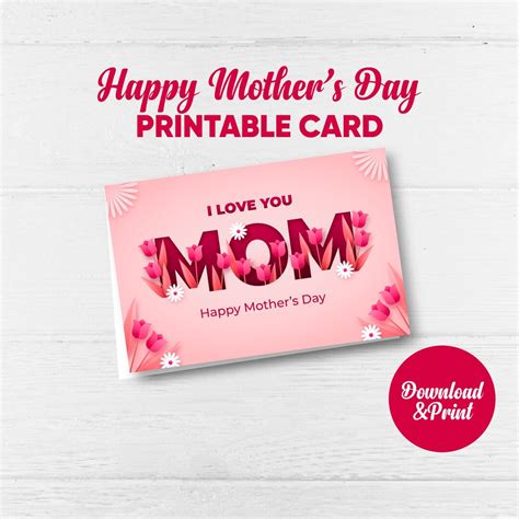 Floral Mothers Day Card Template Pdf Etsy