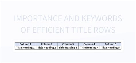 Importance And Keywords Of Efficient Title Rows Excel Template And