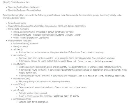 solved step 1 create three files itemtopurchase h class