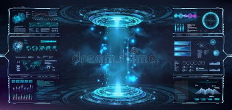 Futuristic Circle 3d Lab With Hud Elements Interface Ui Gui Web Presentation 3d Stage