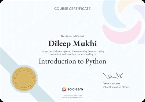 Mukhi Dileep On Linkedin Python Sololearn Continuouslearning
