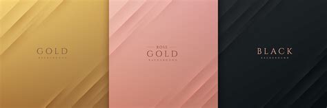골드 블랙 로즈 골드 추상적인 배경세트 다이나믹 한 대각선 스트라이프 라인과 그림자 현대적이고 간단한 템플릿 배너 컬렉션 디자인 고급스럽고 우아한 컨셉 Eps10 벡터