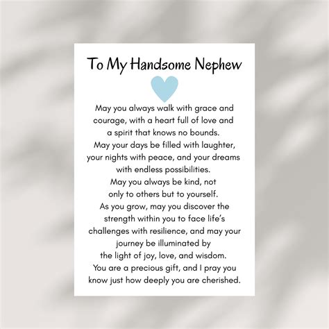 Printable Nephew Blessing Card Digital Download Nephew Birthday T