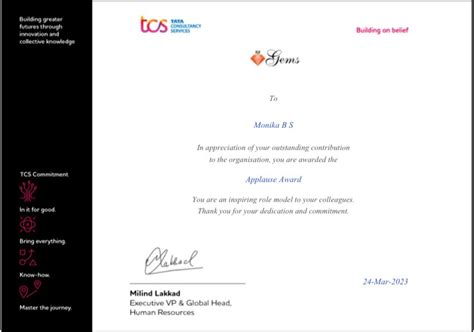 monika b s on linkedin tcs award tcsion 10 comments