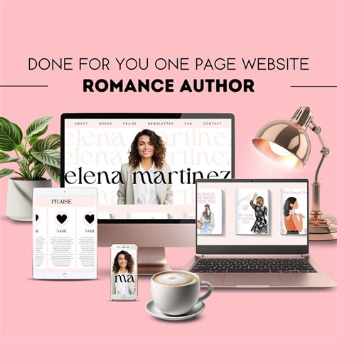 Website For Self Published Author Romance Author Book Promotion Sales Page One Page Canva