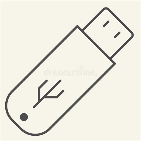 Flash Drive Thin Line Icon Usb Vector Illustration Isolated On White Storage Outline Style