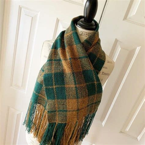 Green And Gold Plaid Handwoven Cashmere Silk Merino Wool Etsy Merino Wool Scarf Plaid Wool