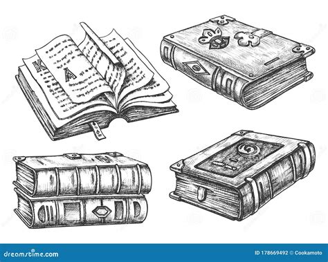 Conjunto De Libros Antiguos Aislados Literatura Dura Ilustración Del Vector Ilustración De