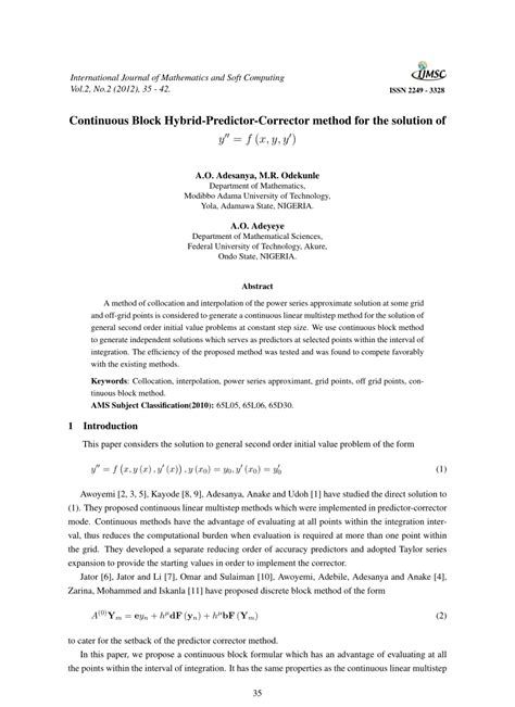 Pdf Continuous Block Predictor Hybrid Corrector Method
