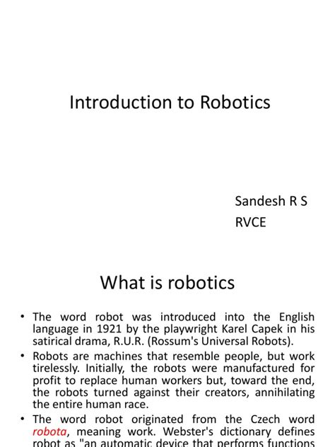 Introduction To Robotics Pdf Robot Robotics