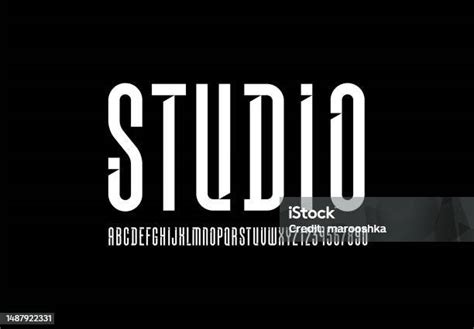 가장 긴 글꼴 높은 흰색 알파벳 잘린 문자 및 숫자 제작 내부 각진 세리프 베벨 유형 디자인 로고 영화 배너 영화 포스터 또는 신문 벡터 일러스트레이션 10eps 컴퓨터