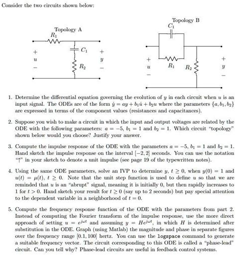 Consider The Two Circuits Shown Below Topology B Topology A Ri Mmm Y Mm Ri R U R2 Y L Determine