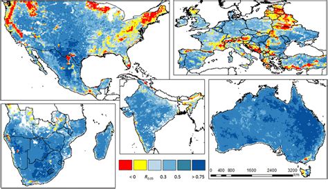Spatial Distribution Of The Pearson Correlation Coefficient R Between