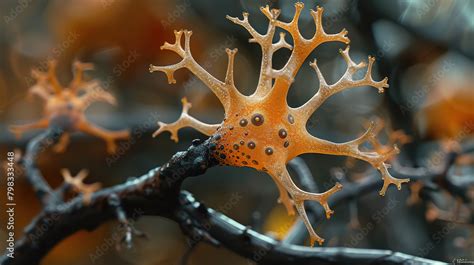 Microscopic World Dendritic Cells With Branching Projections Extending Outwards Generated By