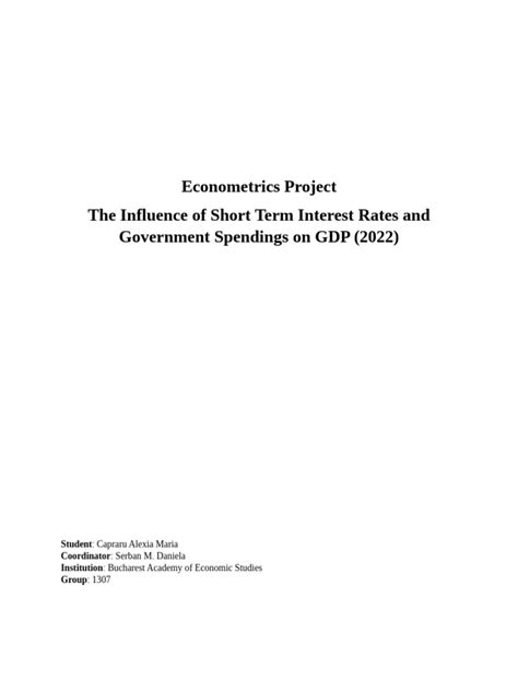 Econometrics Project Pdf Coefficient Of Determination Linear Regression