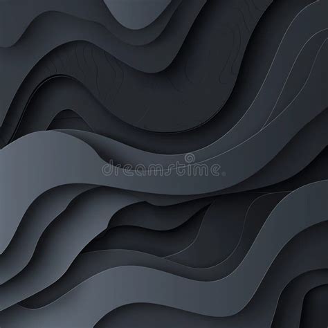 Abstract Background With Dark Gray Paper Cut Out Wavy Shapes Modern