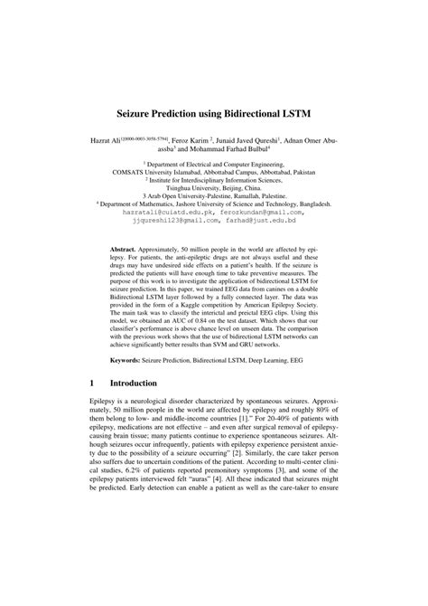 Pdf Seizure Prediction Using Bidirectional Lstm