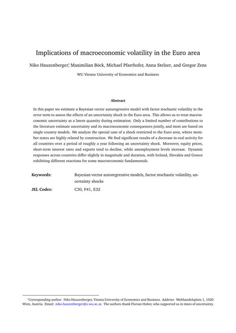 Pdf Implications Of Macroeconomic Volatility In The Euro Area