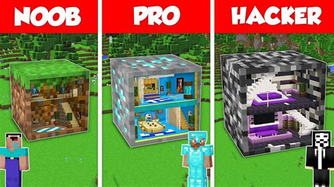 INSIDE BLOCK BASE HOUSE BUILD CHALLENGE NOOB Vs PRO Vs HACKER