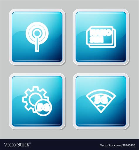 Set Line Antenna Nano Sim Card Setting 5g Vector Image