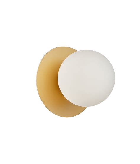 Interior Round Opal Diffuser With Round Base Wall Lights Gold Shine Lighting