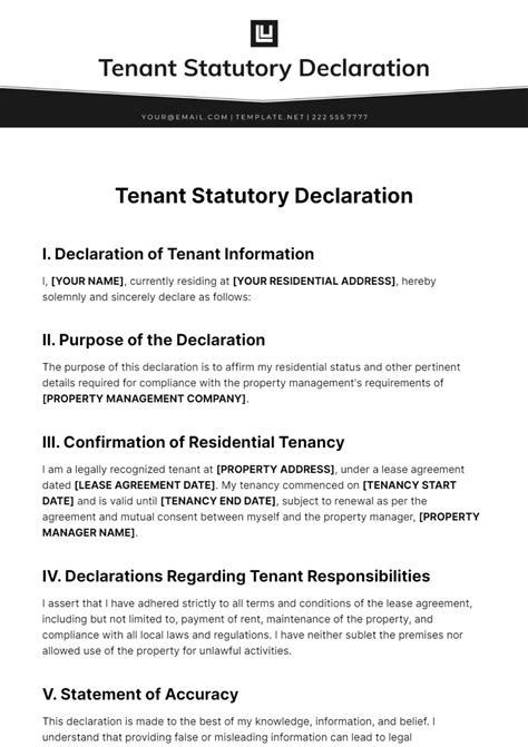 Free Tenant Statutory Declaration Template To Edit Online Free Tenant Statutory Declaration Template To Edit Online